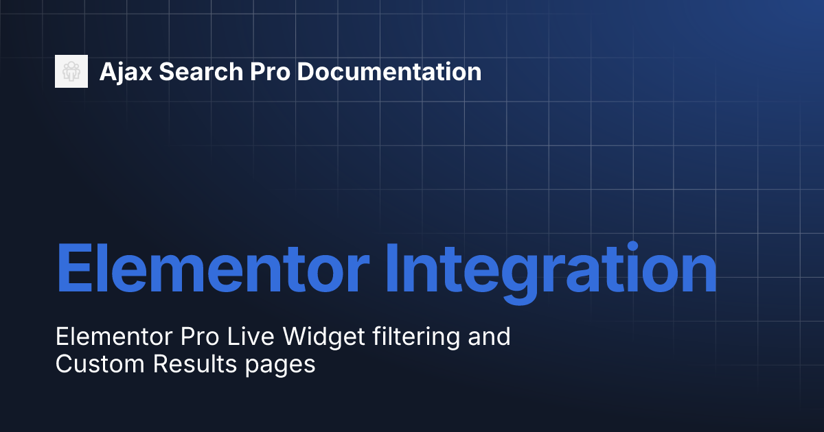 Elementor Integration | Ajax Search Pro Documentation